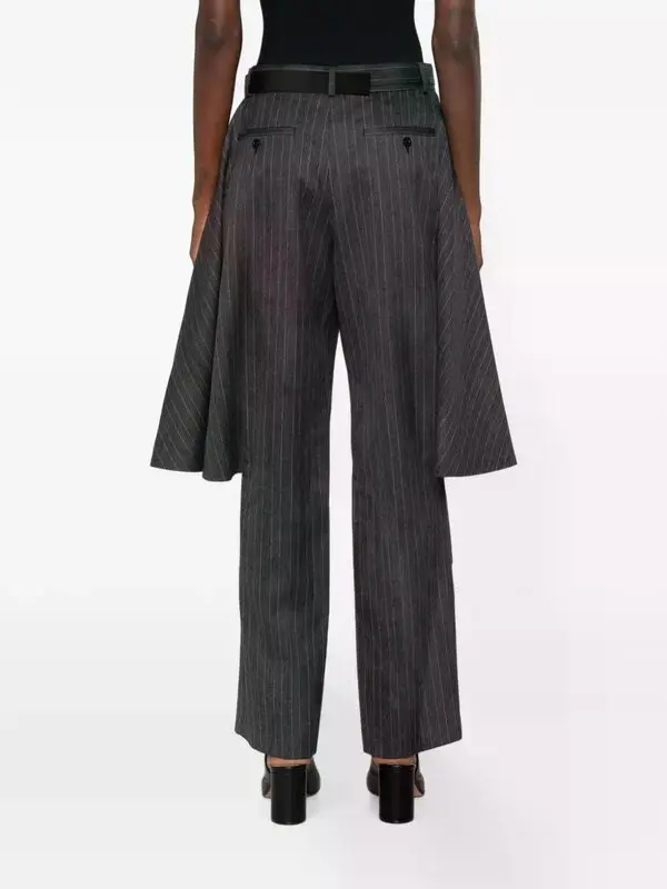 Sacai Pinstripe-pattern Peplum-detail Trousers