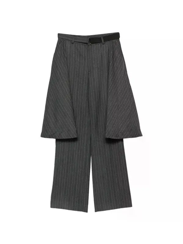 Sacai Pinstripe-pattern Peplum-detail Trousers