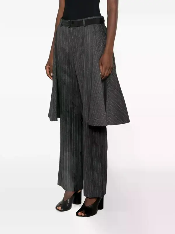 Sacai Pinstripe-pattern Peplum-detail Trousers
