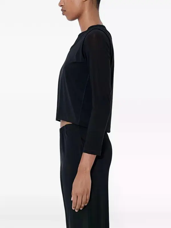 Issey Miyake Cropped Long-sleeve Crop Top