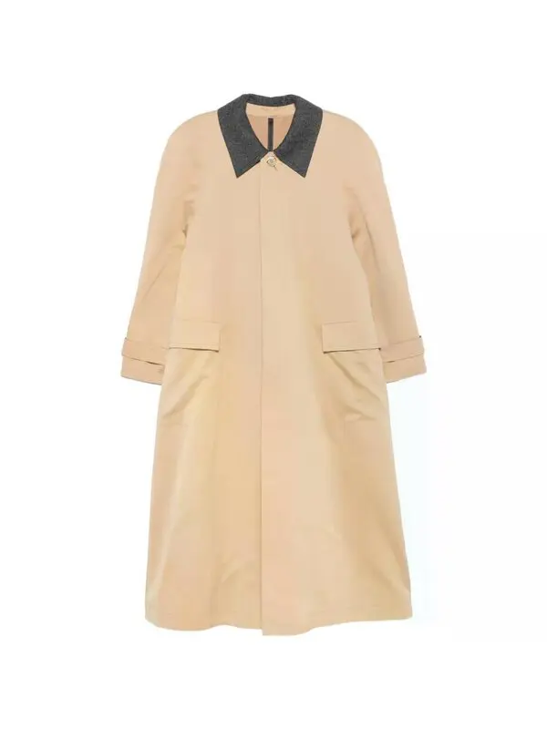 Carven Contrasting Collar Storm Flap Coat - Neutrals