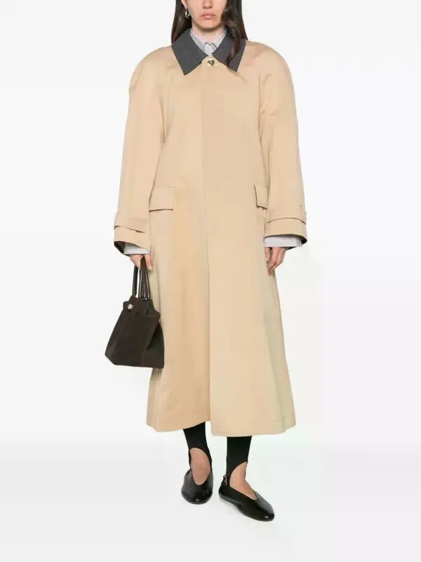 Carven Contrasting Collar Storm Flap Coat - Neutrals