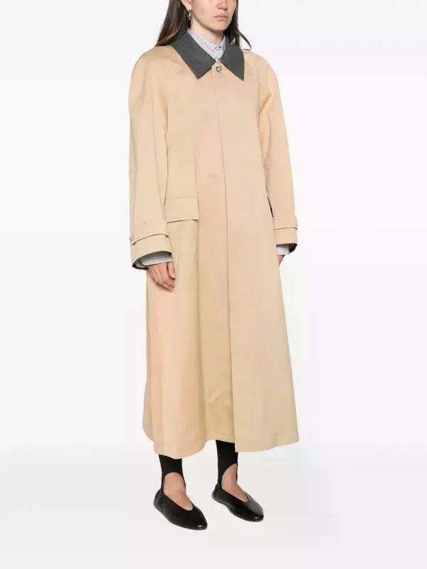Carven Contrasting Collar Storm Flap Coat - Neutrals