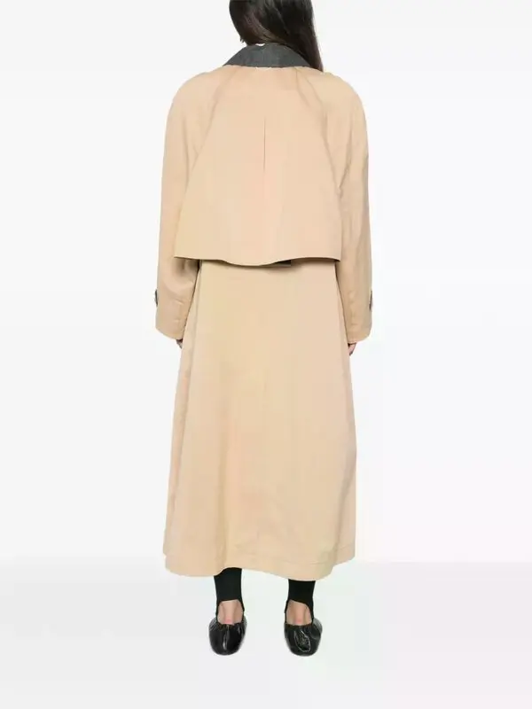 Carven Contrasting Collar Storm Flap Coat - Neutrals