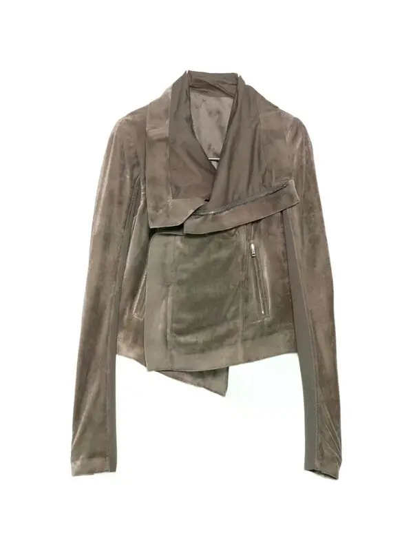 Rick Owens Asymmetric-zip Velvet Jacket - Grey