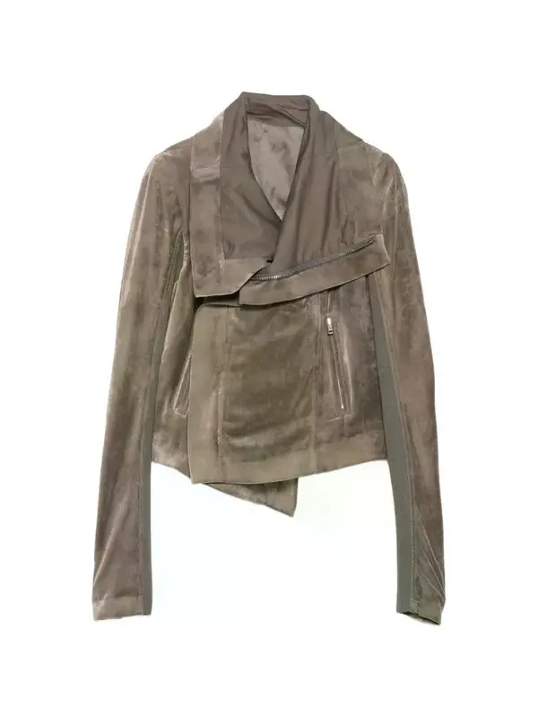 Rick Owens Asymmetric-zip Velvet Jacket - Grey
