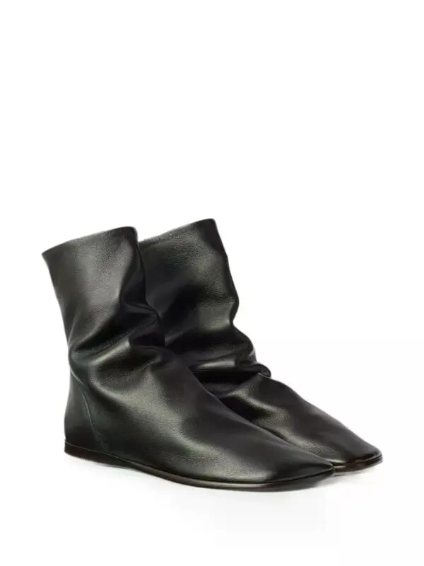 LEMAIRE Lemiare Flat Glove Ankle Boots In Shiny Nappa Lambskin
