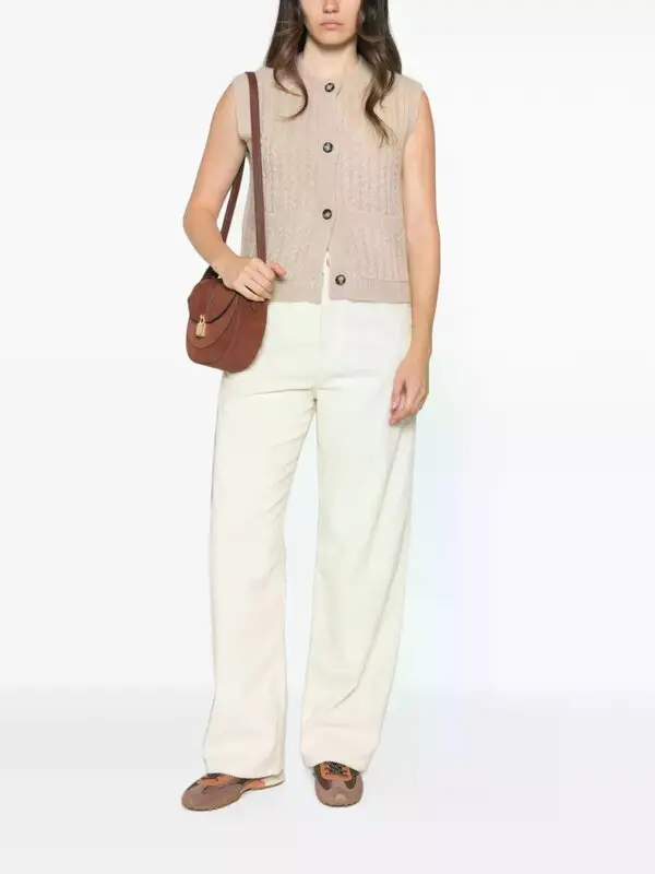 ALLUDE Cable-knit Button-up Cardigan