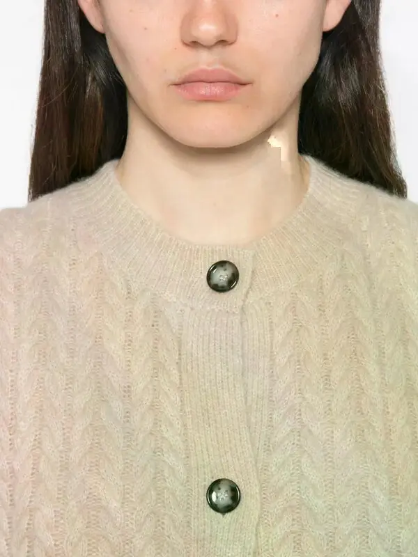 ALLUDE Cable-knit Button-up Cardigan