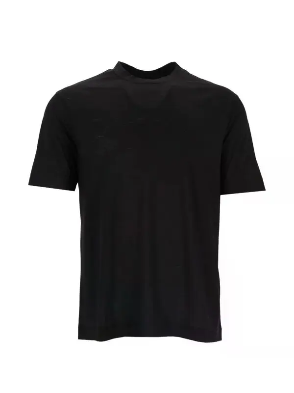 Emporio Armani T-shirt In Wool Slub Jersey - Black