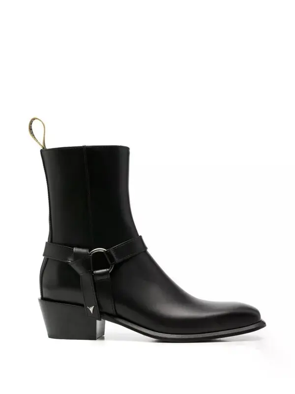 Fendi Leather Ankle Boots With Harness Detail - Black