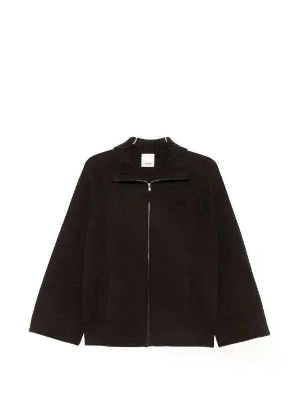 ALLUDE Zip-up Funnel-neck Cardigan