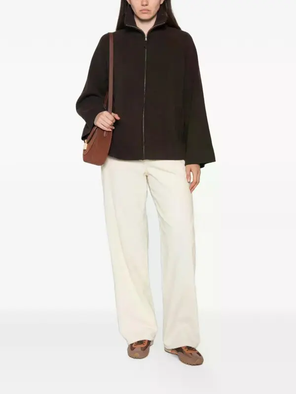 ALLUDE Zip-up Funnel-neck Cardigan