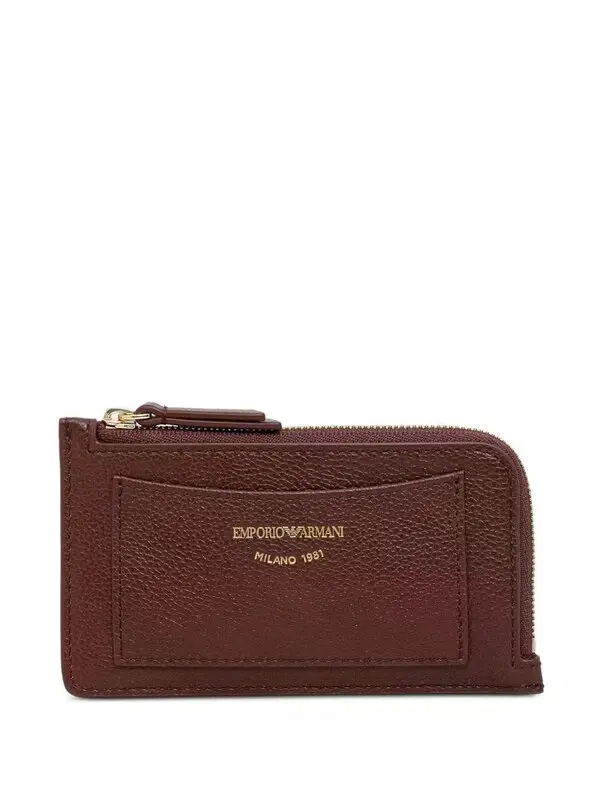 Emporio Armani Logo-print Pebbled-leather Wallet - Brown