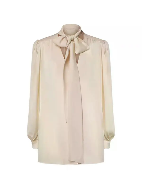 Valentino Garavani Bow-detail Silk Shirt - Neutrals