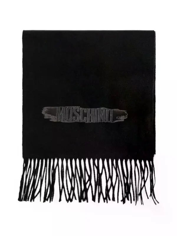 Moschino Fringed Logo-patch Scarf