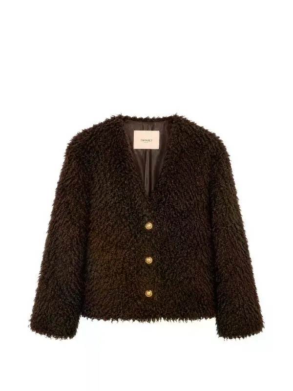 TWINSET Bouclé-knit V-neck Jacket