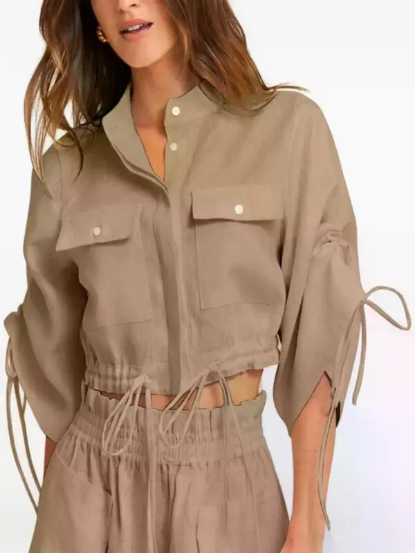 HEVRON Eva Drawstring-hem Cropped Shirt