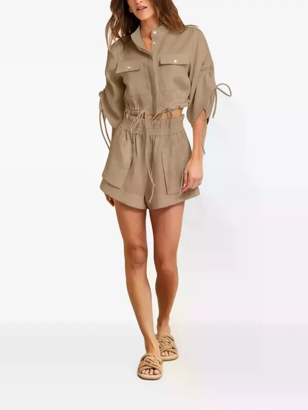 HEVRON Eva Drawstring-hem Cropped Shirt