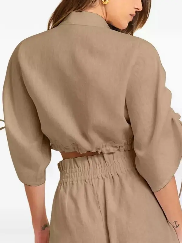 HEVRON Eva Drawstring-hem Cropped Shirt