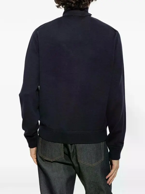 TOM FORD Suede Front Merino Full Zip Cardigan