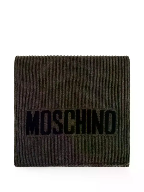 Moschino Logo-intarsia Ribbed-knit Scarf