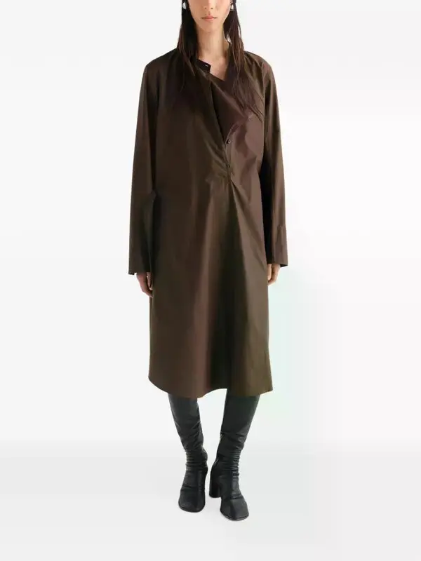 LEMAIRE Sailor Dress In Washed Cotton And Silk Blend - Brown