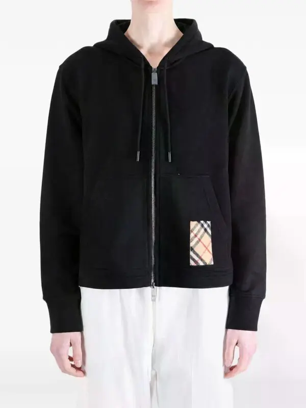 Burberry Check-label Cotton Zip Hoodie