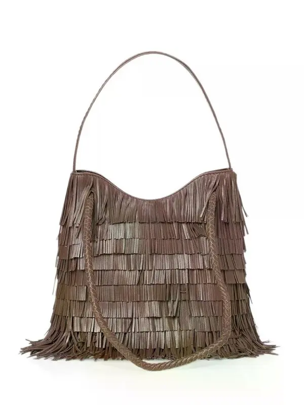 VISONA` Diletta Fringe-detailed Braided-strap Shoulder Bag