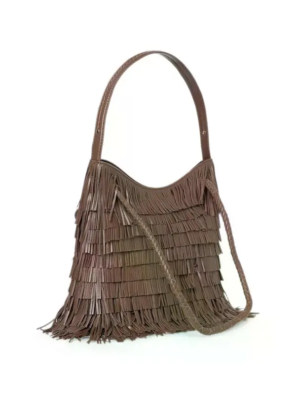 VISONA` Diletta Fringe-detailed Braided-strap Shoulder Bag