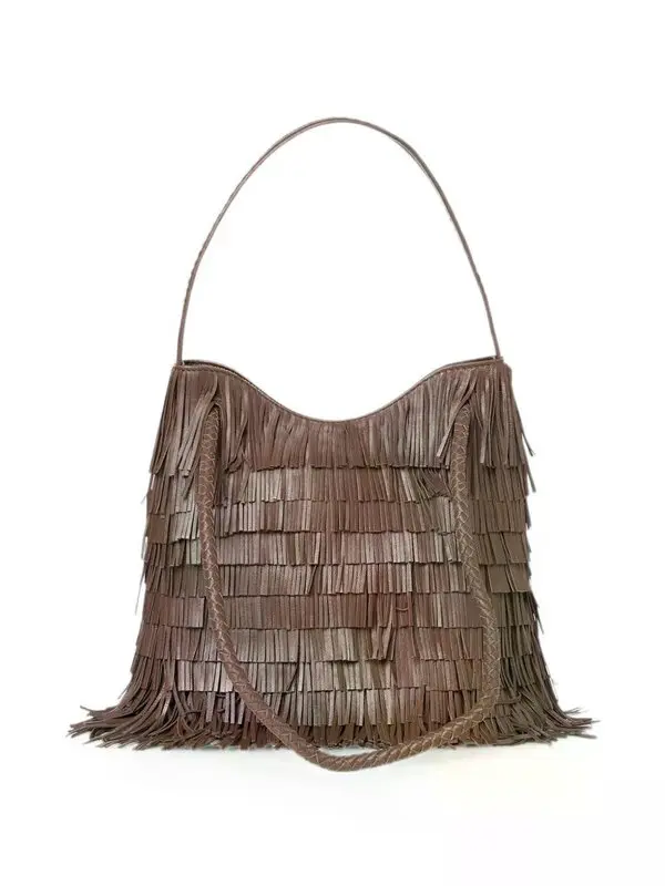 VISONA` Diletta Fringe-detailed Braided-strap Shoulder Bag