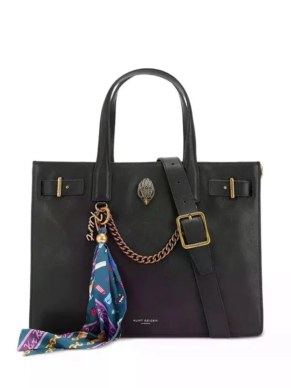 Kurt Geiger Tote Bag With Eagle Embellishment And Scarf Detail - Black