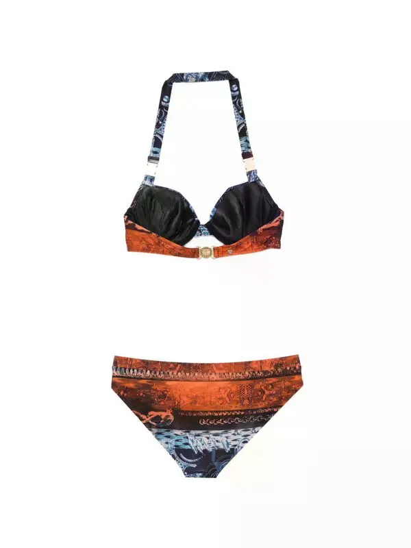 Balmain Graphic Print Halterneck Bikini
