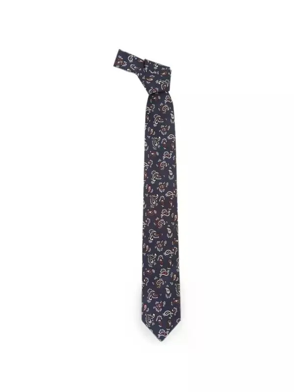 LARDINI Paisley Print Silk Neck Tie