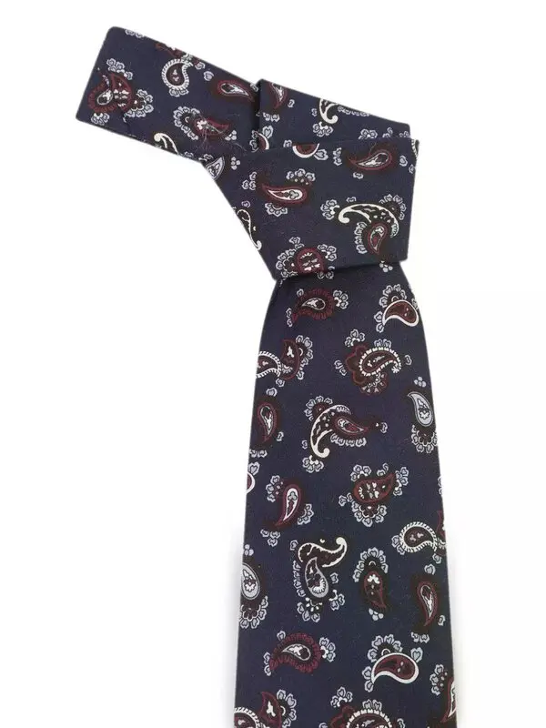 LARDINI Paisley Print Silk Neck Tie