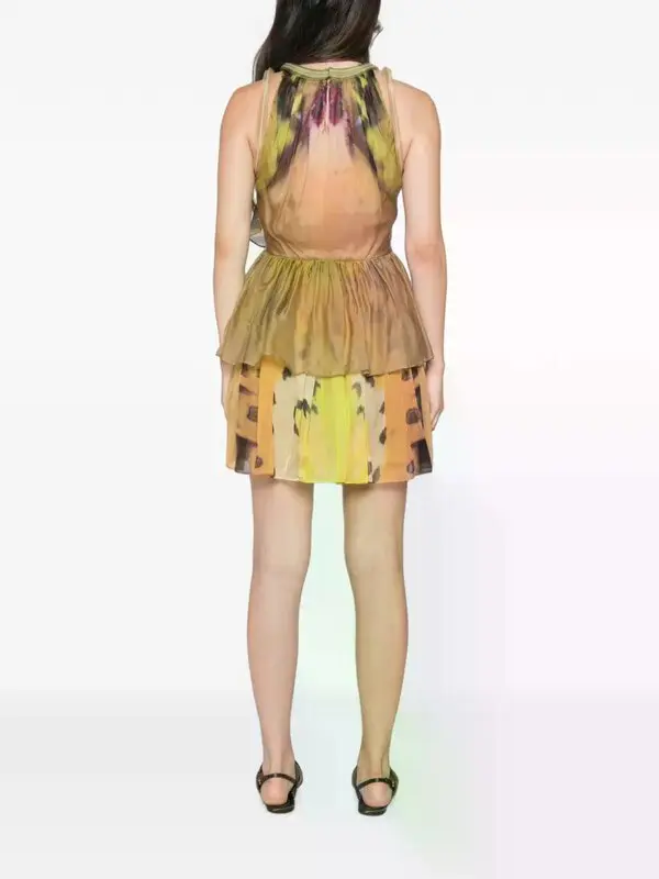 Alberta Ferretti Abstract-print Tiered Mini Dress