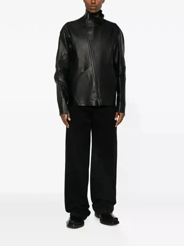 LEON EMANUEL BLANCK Asymmetrical Zip Leather Jacket