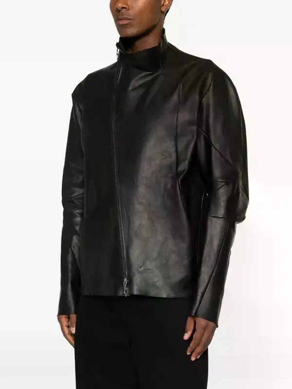 LEON EMANUEL BLANCK Asymmetrical Zip Leather Jacket