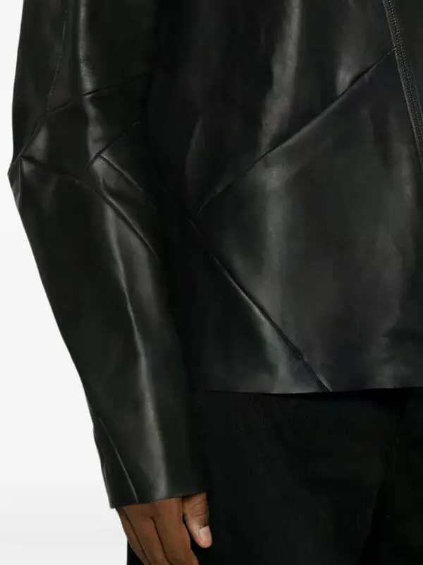 LEON EMANUEL BLANCK Asymmetrical Zip Leather Jacket