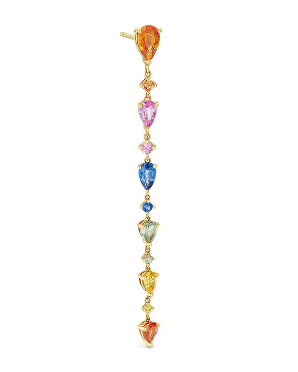 Bloomingdale'S Rainbow Sapphire Linear Drop Earrings In 14k Yellow