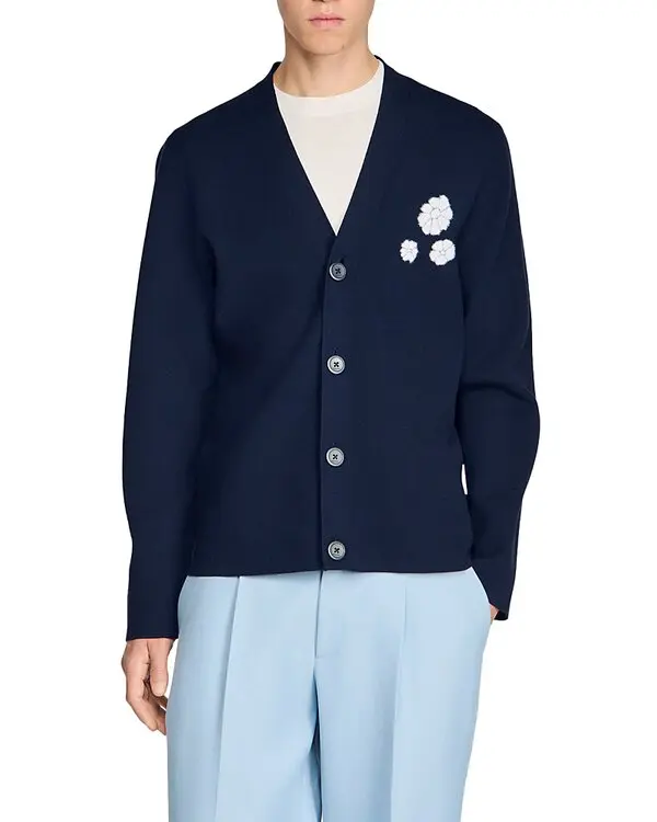 Sandro Flower Flock Cardigan Sweater