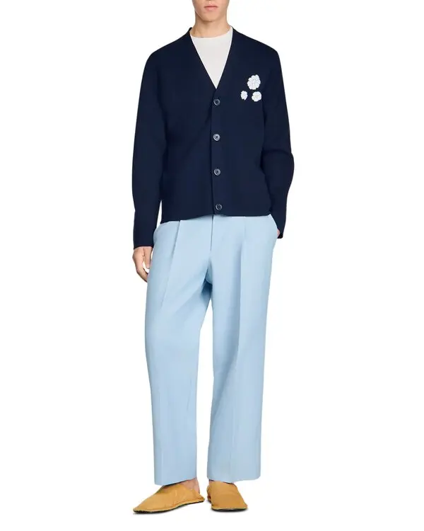 Sandro Flower Flock Cardigan Sweater