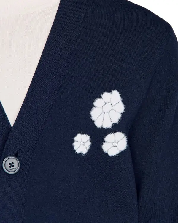 Sandro Flower Flock Cardigan Sweater