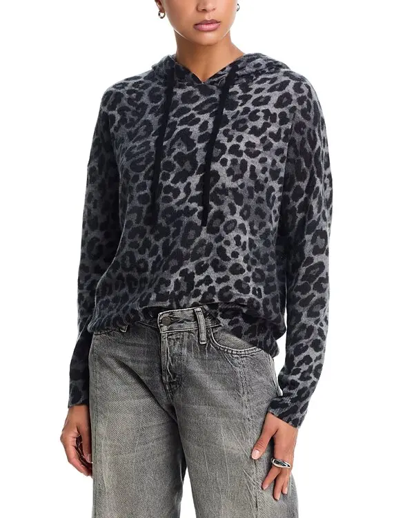 Aqua Cashmere 100% Cashmere Hoodie Sweater Exclusive - Grey Multi