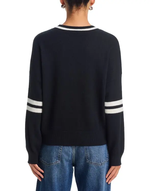 Aqua Striped V Neck Sweater Exclusive - Black/ivory