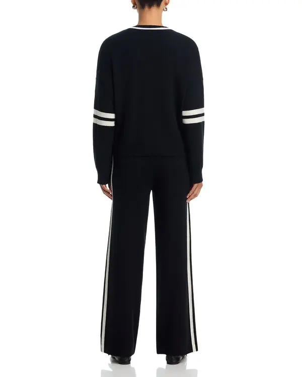 Aqua Striped V Neck Sweater Exclusive - Black/ivory