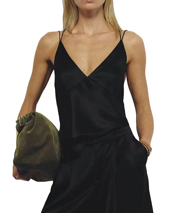 REFORMATION Jule Silk Top - Black