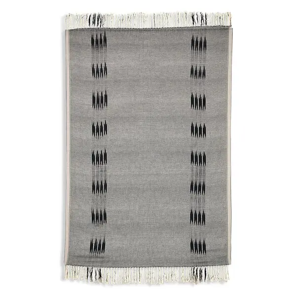KUTNIA Peshtemal Cotton Ikat Throw Blanket - Black
