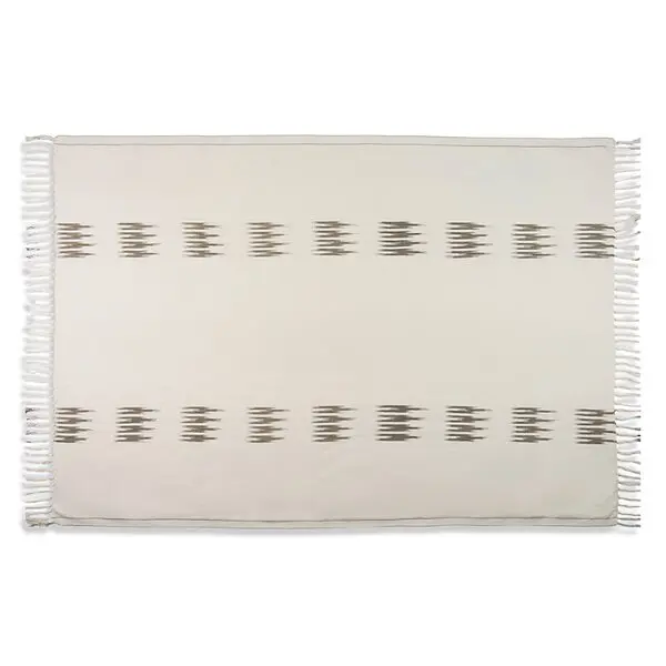 KUTNIA Peshtemal Cotton Ikat Throw Blanket - Olive