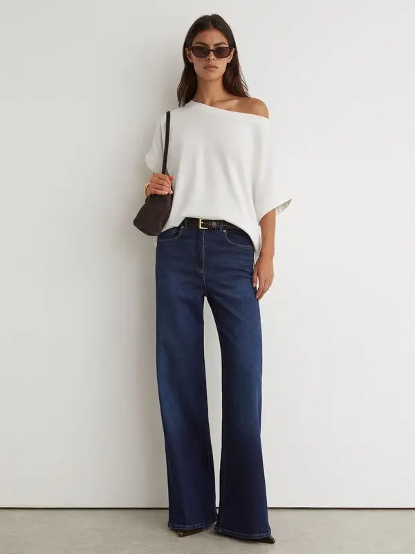 REISS Sia Cotton Off-shoulder T-shirt